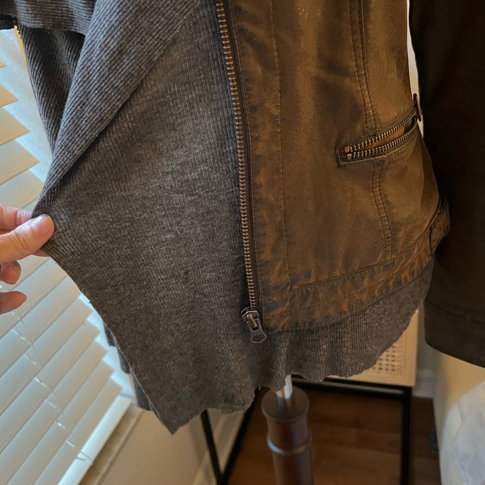 Anthropologie Hei Hei Vegan Leather Jacket Brown Size… - Gem